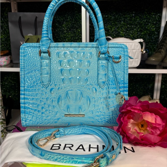 Brahmin | Bags | Nwt Brahmin Cami Tropic Blue Croco Embossed Satchel ...